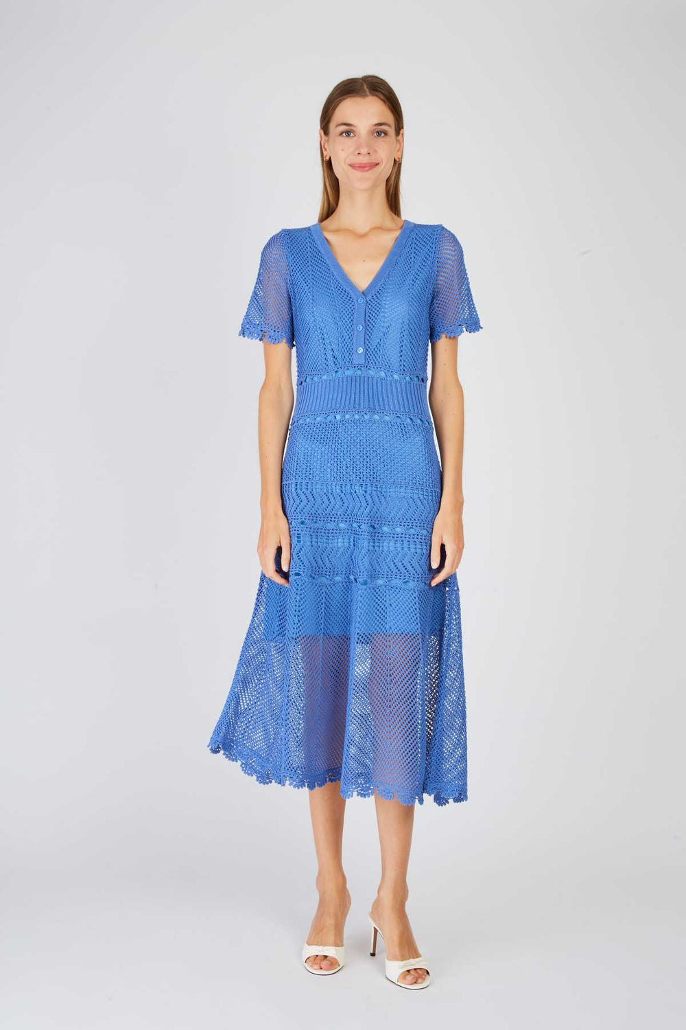 Robe midi en maille ajourée XARENI
